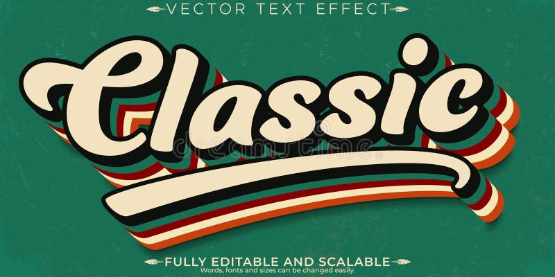 Retro Vintage Text Effect, Editable Nostalgia and Classic Customizable ...