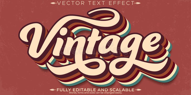 Retro Vintage Text Effect, Editable Nostalgia and Classic Customizable ...