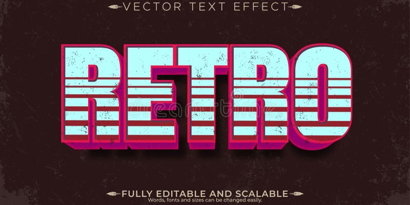 Retro, Vintage Text Effect, Editable 70s and 80s Text Style Stock ...