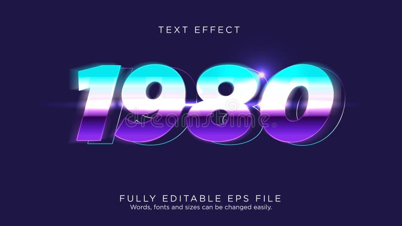 1980 Retro Vintage Text Effect Font Type Stock Illustration ...