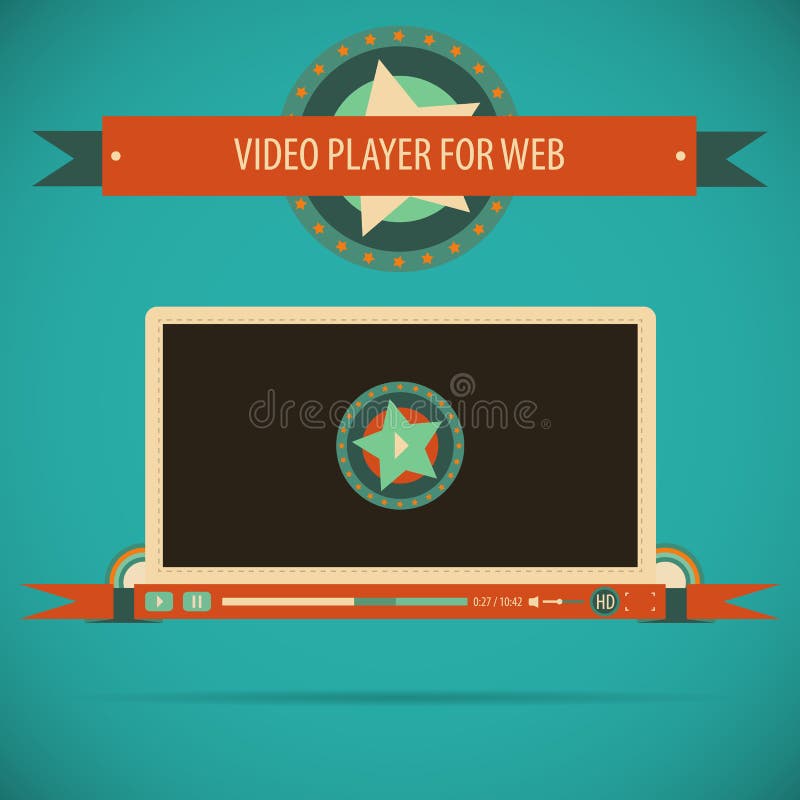Retro Vintage Video Player Interface for Web. Stock Vector ...