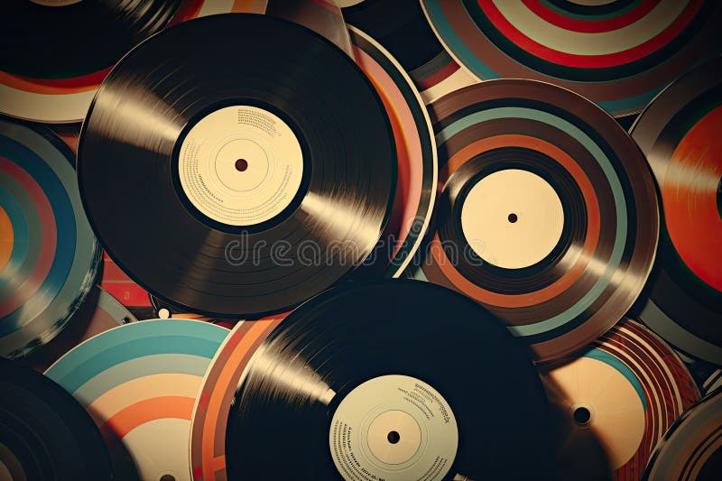 Retro Vintage Vinyl Records Background Stock Illustration ...