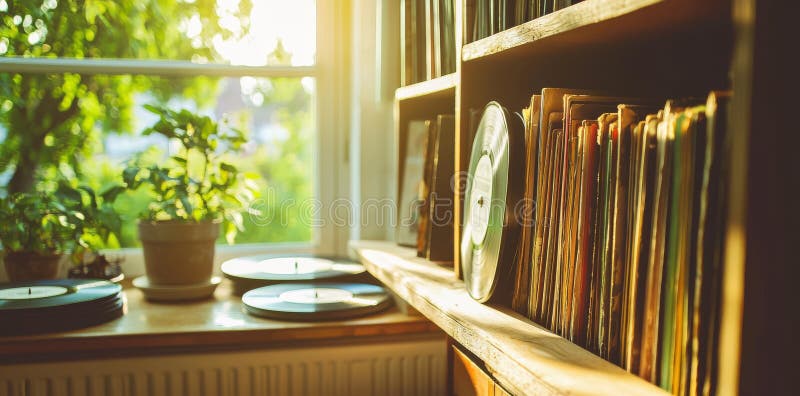 Retro Vinyl Collection: Vintage Record Album Display with Space for ...