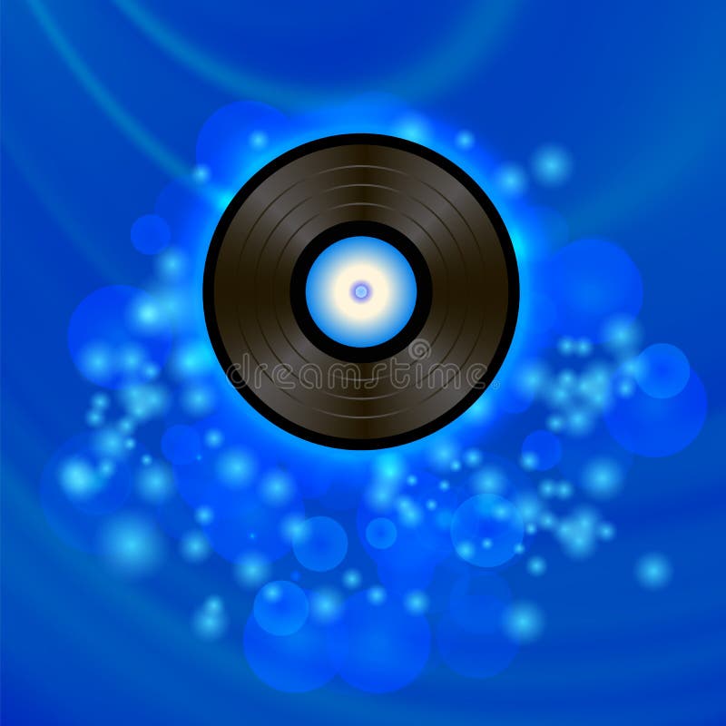 Retro Vinyl Disc on Blue Background Stock Vector - Illustration of ...