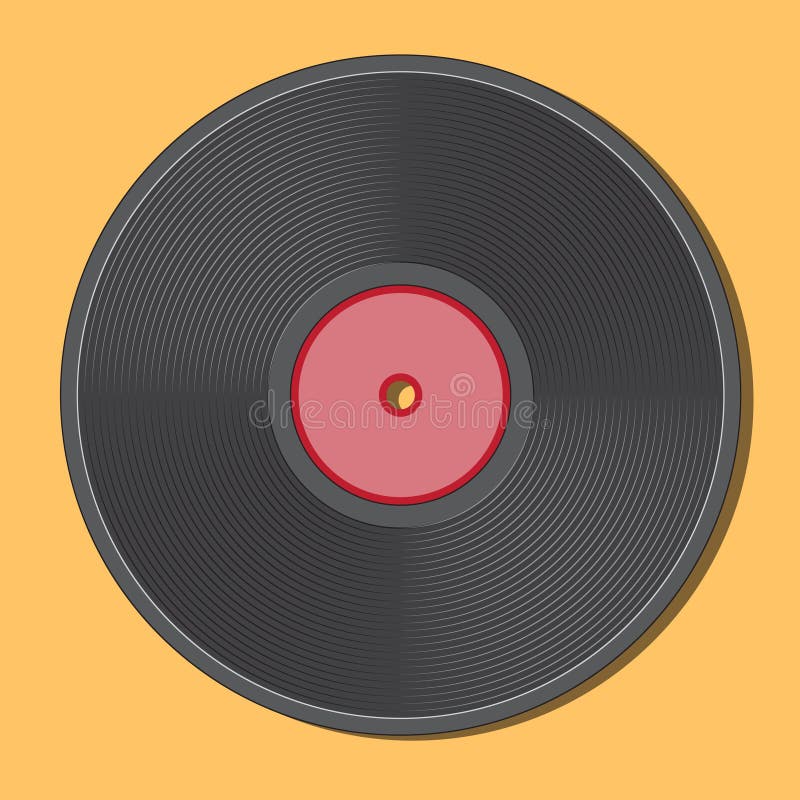 Retro Vinyl Disk Black Red Center and Radially Cross Sections. Vector ...