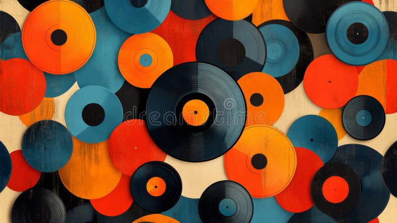 Retro Vinyl Record Pattern for Musical Decor and Disco Theme Stock ...