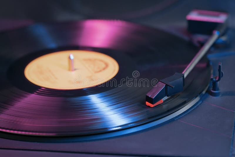 Retro Vinyl Record Player Playing the LP Album. Stock Photo - Image of ...