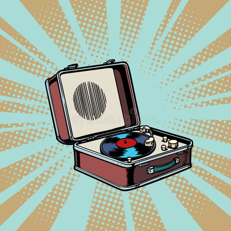 Retro Vinyl Record Player Pop Art Background Stock Vector ...