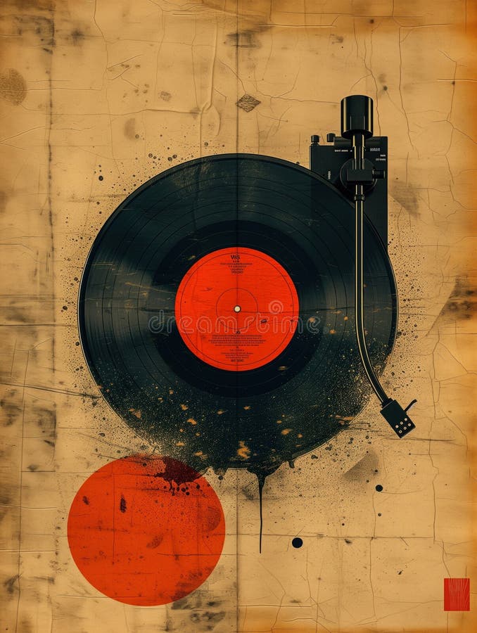 Retro vinyl record player stock illustration. Illustration of player ...