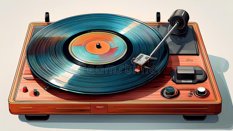 Retro Vinyl Record Player. Turntable with Vinyl Record on White ...