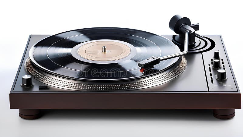 Retro Vinyl Record Player. Turntable with Vinyl Record on White ...