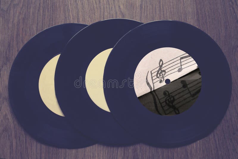 Retro Vinyl Records and Paper Musical Notes Stock Photo - Image of ...
