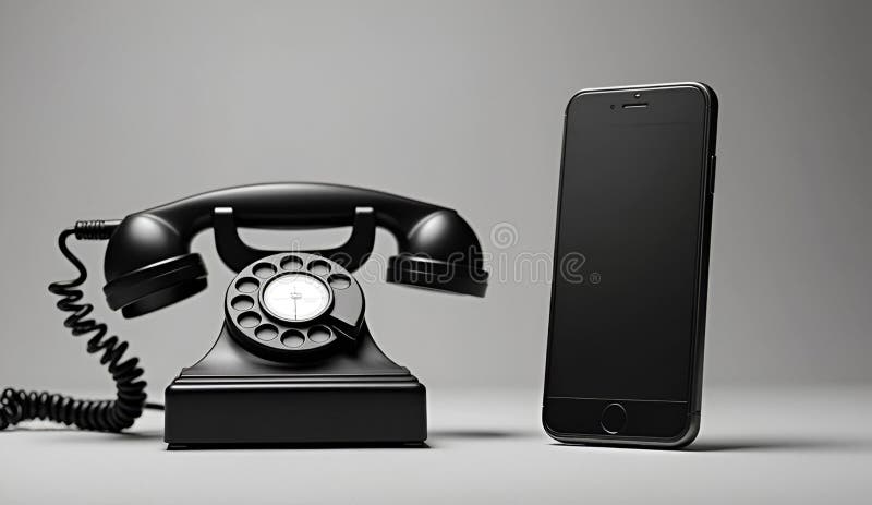 Retro Vs. Modern Communication Stock Illustration - Illustration of ...