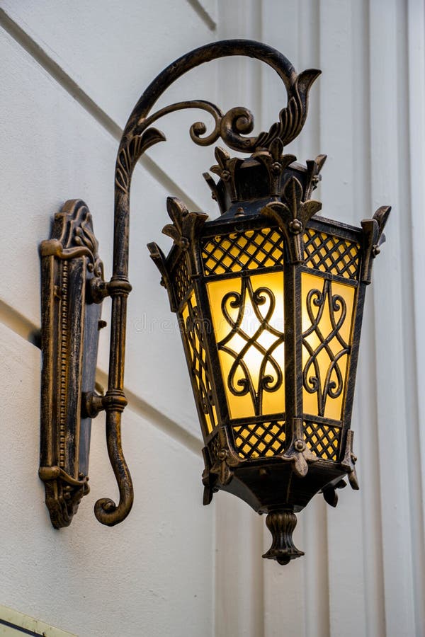 Retro wall lamp stock photo. Image of decorative, glass - 199157764