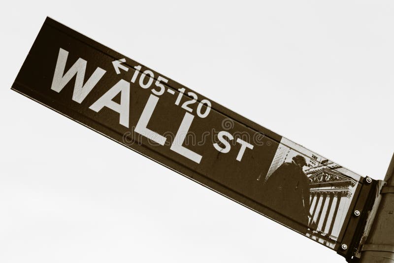 Retro Wall Street sign. editorial stock image. Image of manhattan - 9509604