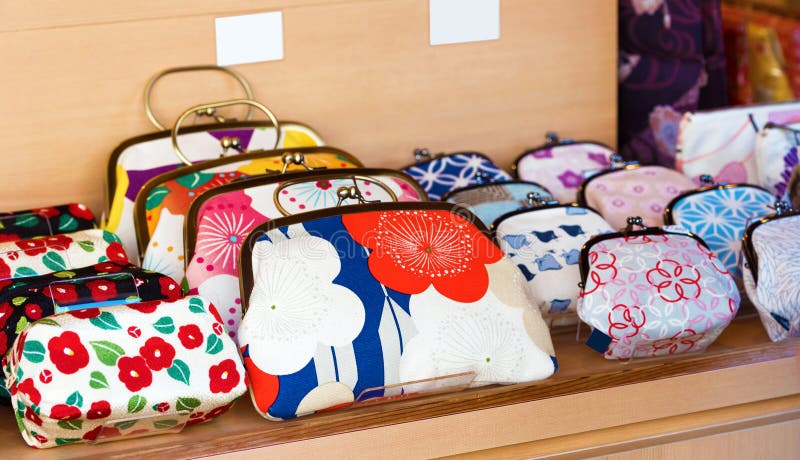 Retro Wallets on the Counter in the Store, Kyoto, Japan. Stock Photo ...