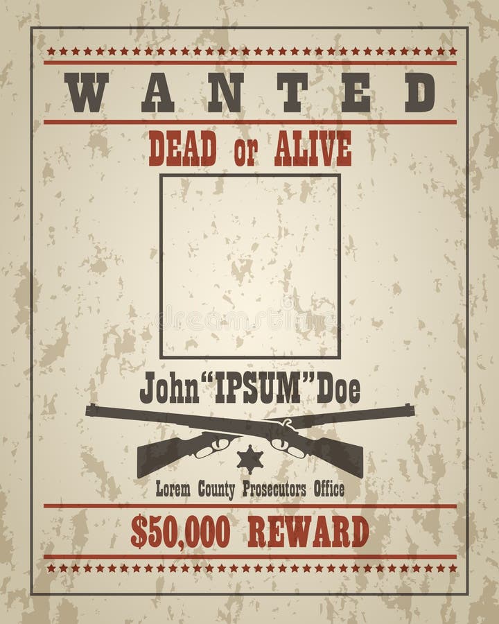 Retro Wanted Poster Template Stock Vector - Illustration of distressed ...