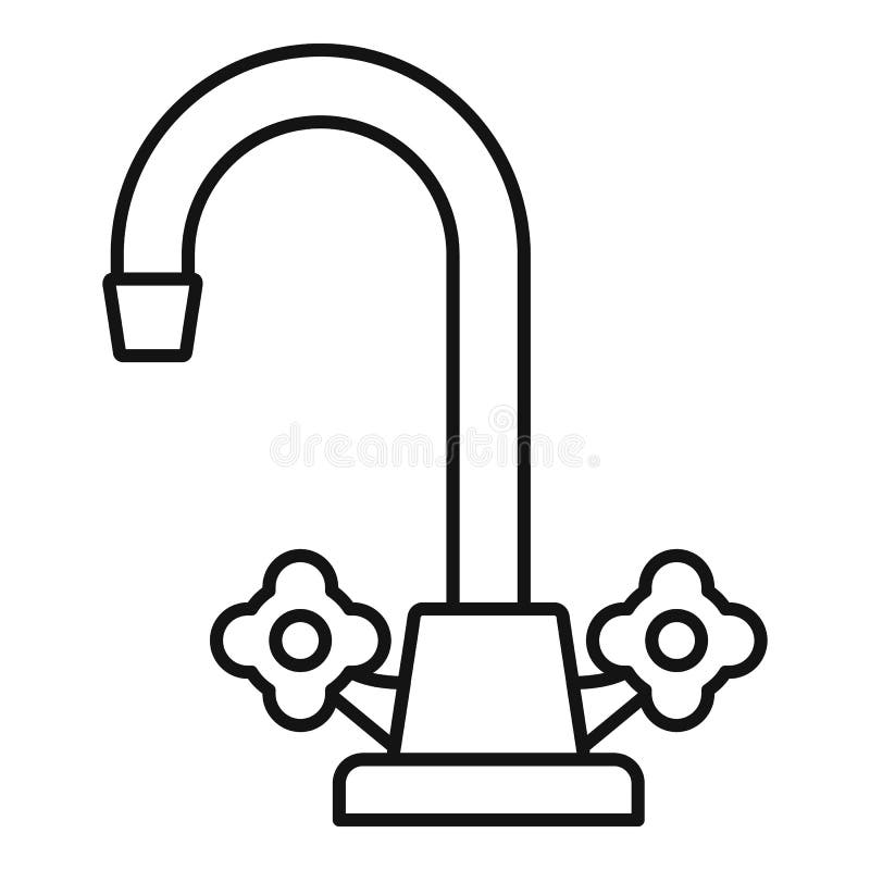 Retro Water Tap Icon, Outline Style Stock Vector - Illustration of ...