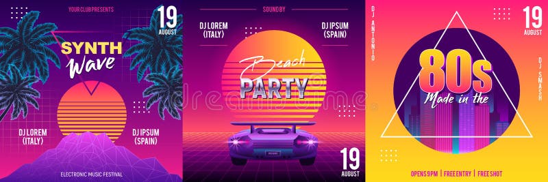 Retro Wave Design Concept stock vector. Illustration of cyber - 217039093