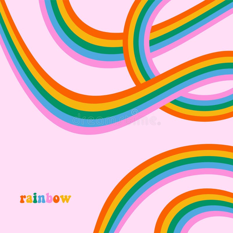 Retro Wave Lines Square Background. Iris Colourful Wavy Path Wallpaper ...