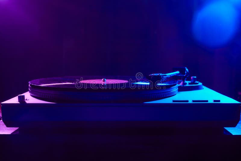 Retro Wave, 80s. Record Player with Neon Light. Vinyl Analog Turntable ...