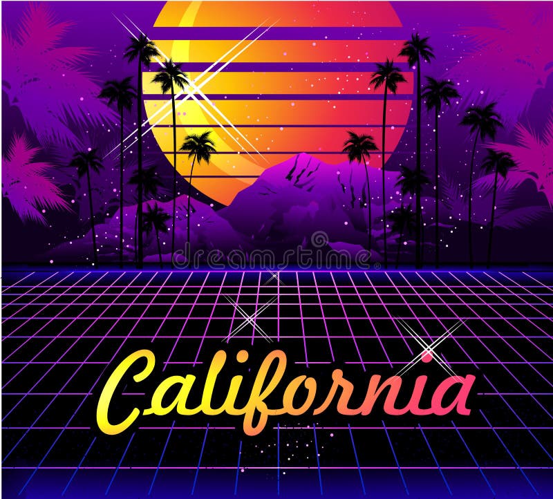 Retro Wave synth stock vector. Illustration of night - 143491765