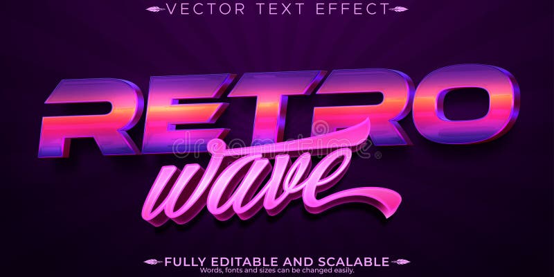 Retro Wave Text Effect, Editable Nostalgic and Neon Customizable Font ...