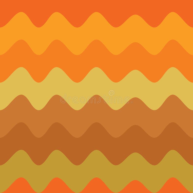 Abstract Retro 70s Waves Seamless Pattern in Ochre, Orange, Amber ...