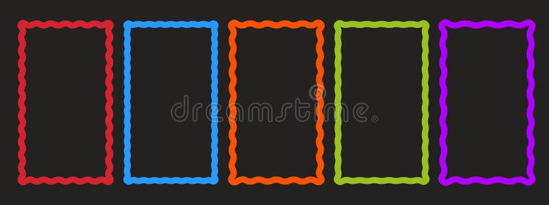Retro Wavy Frames Set. Trendy Curved Rectangle Frame Box Stock Vector ...