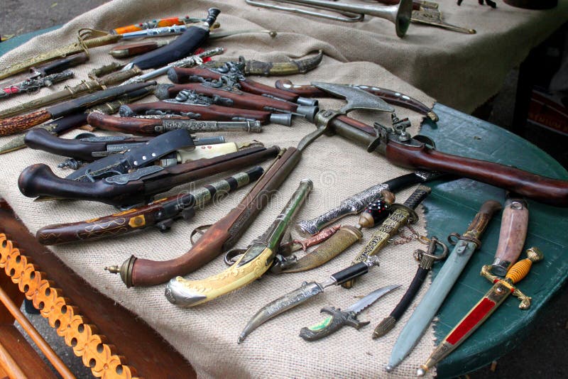 Retro weapons stock photo. Image of collection, hand - 46601306