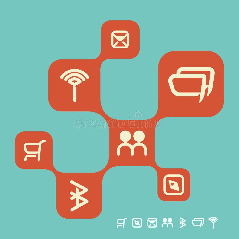 Retro Web Social Networking Design Template Stock Vector - Illustration ...