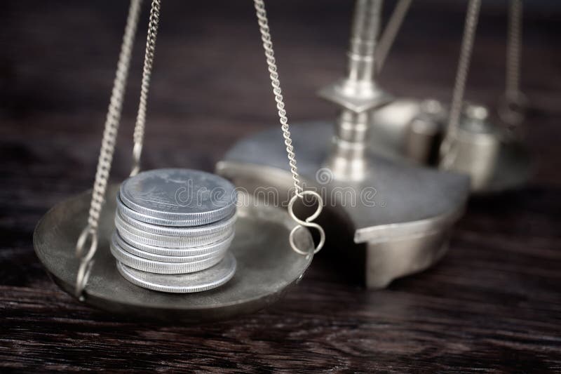 Retro Weighing Scale with Vintage Magnifying Glass on Table Stock Image ...