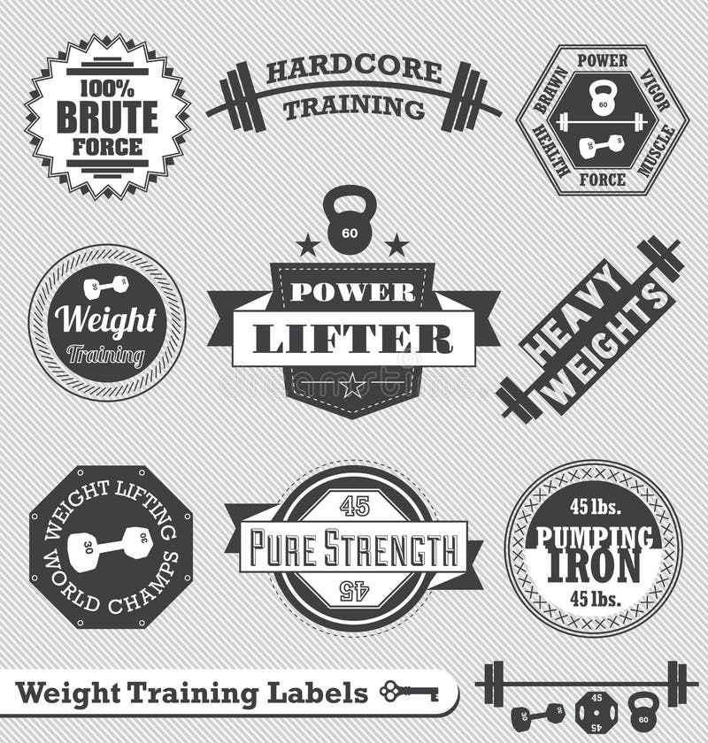 Retro Weight Lifting Labels Stickers Stock Illustrations – 6 Retro ...