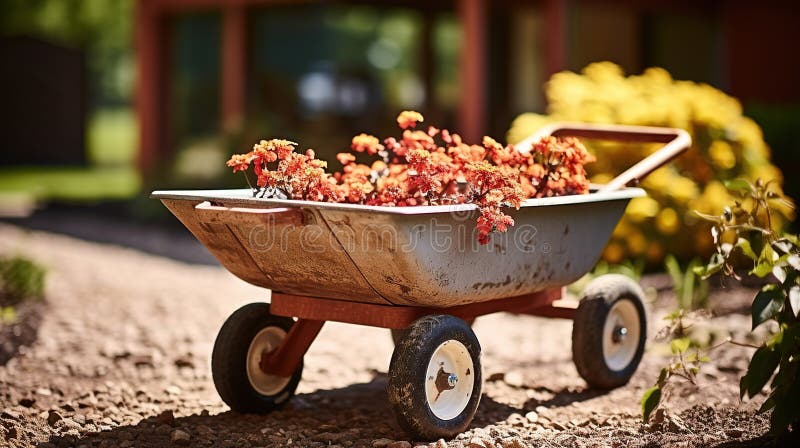 Retro Wheelbarrow Stored in the Summer Garden. Generative AI Stock ...