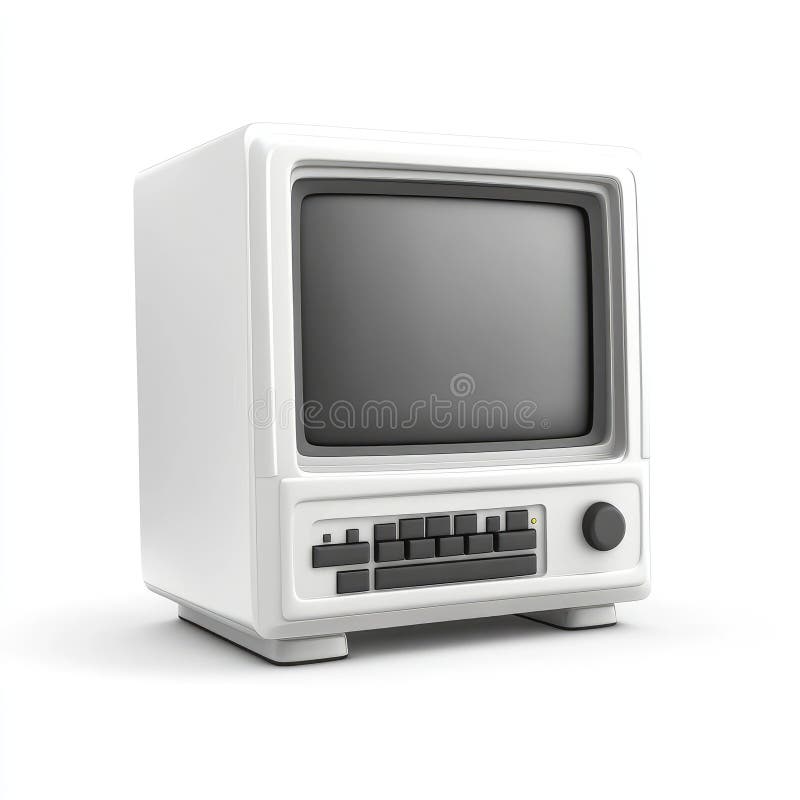 Retro White Computer Monitor with Integrated Keyboard: a Vintage ...