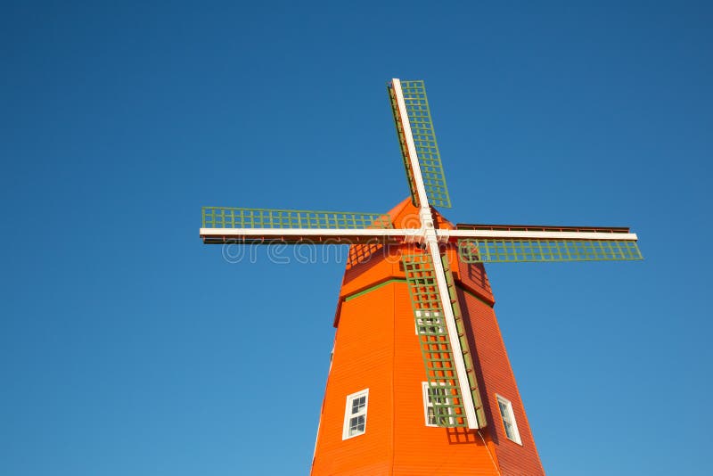Orange retro windmill stock photo. Image of tourism, architecture ...