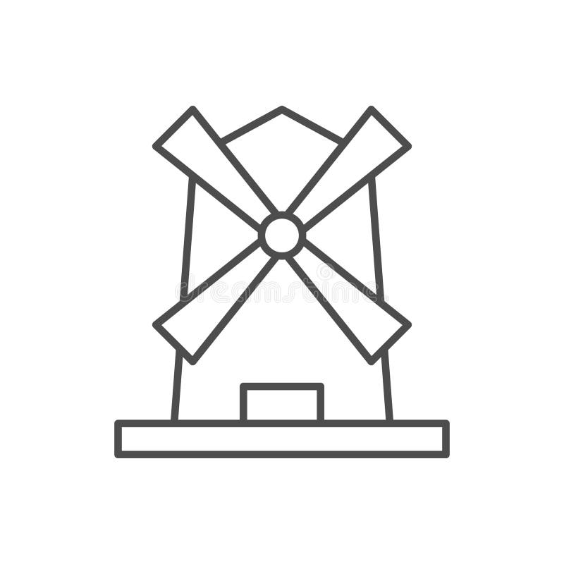 Retro Windmill Line Outline Icon Stock Vector - Illustration of icon ...