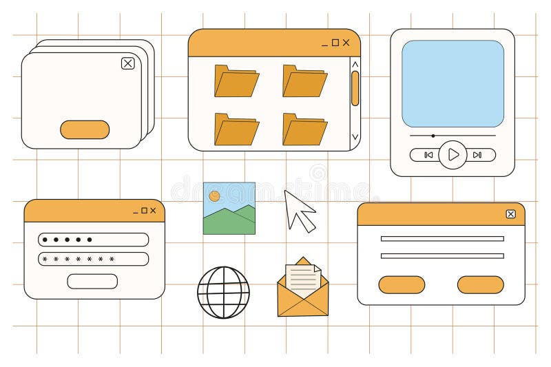 Retro Window Browser Frame Y2k Interface Doodle Old Border, Chat or ...