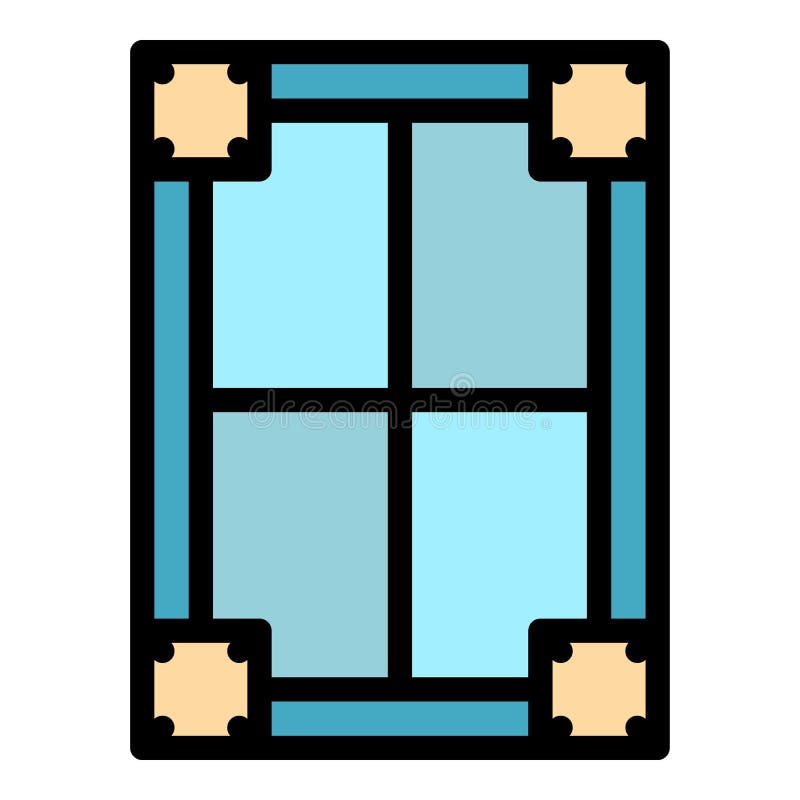 Retro Window Icon Color Outline Vector Stock Vector - Illustration of ...