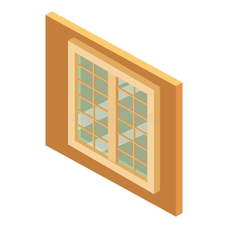Retro Window Icon, Isometric Style Stock Illustration - Illustration of ...
