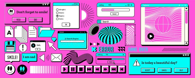 Pixel Art Old Computer Desktop Interface Stock Illustrations – 153 ...