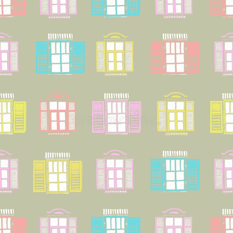 Retro Window. Seamless Vector Pattern. Stock Vector - Illustration of ...