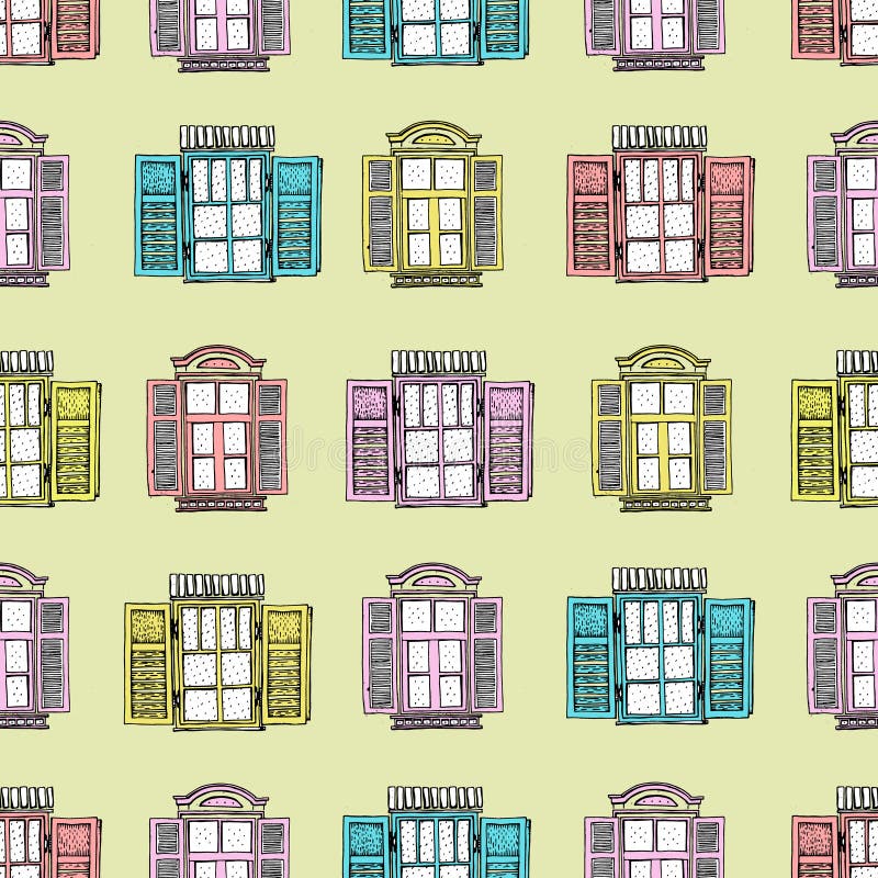 Retro Window. Seamless Vector Pattern. Stock Vector - Illustration of ...