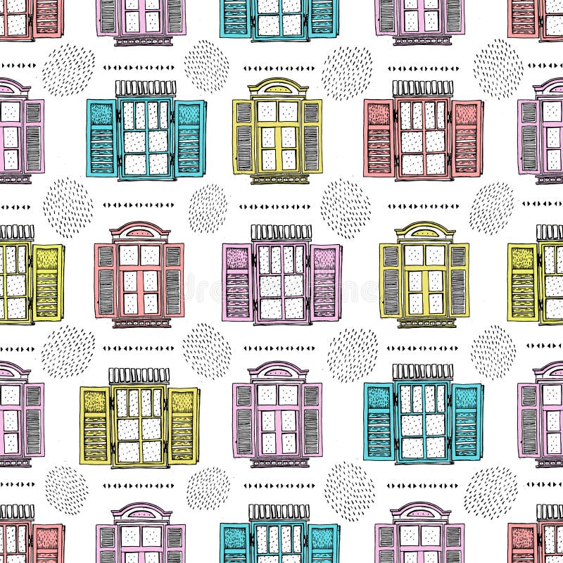 Retro Window. Seamless Vector Pattern. Stock Vector - Illustration of ...
