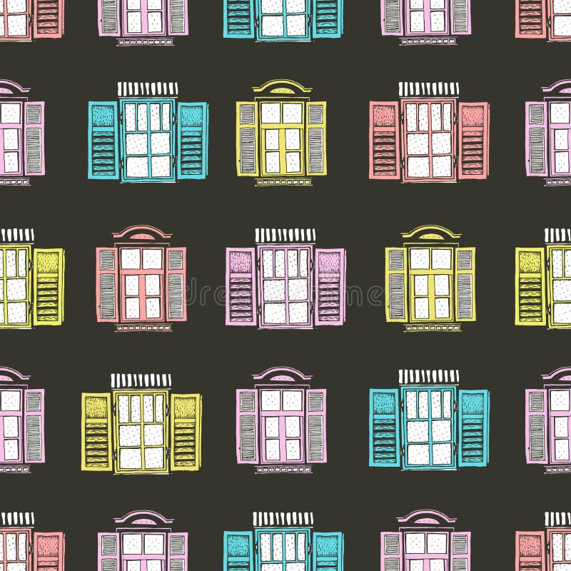 Retro Window. Seamless Vector Pattern. Stock Vector - Illustration of ...