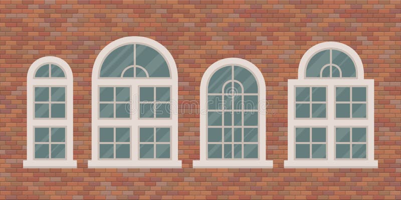 Retro Windows on Brick Wall Vector Illustration Stock Vector ...