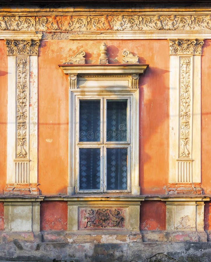 Ancient Windows on the Vintage Wall Stock Image - Image of texture ...