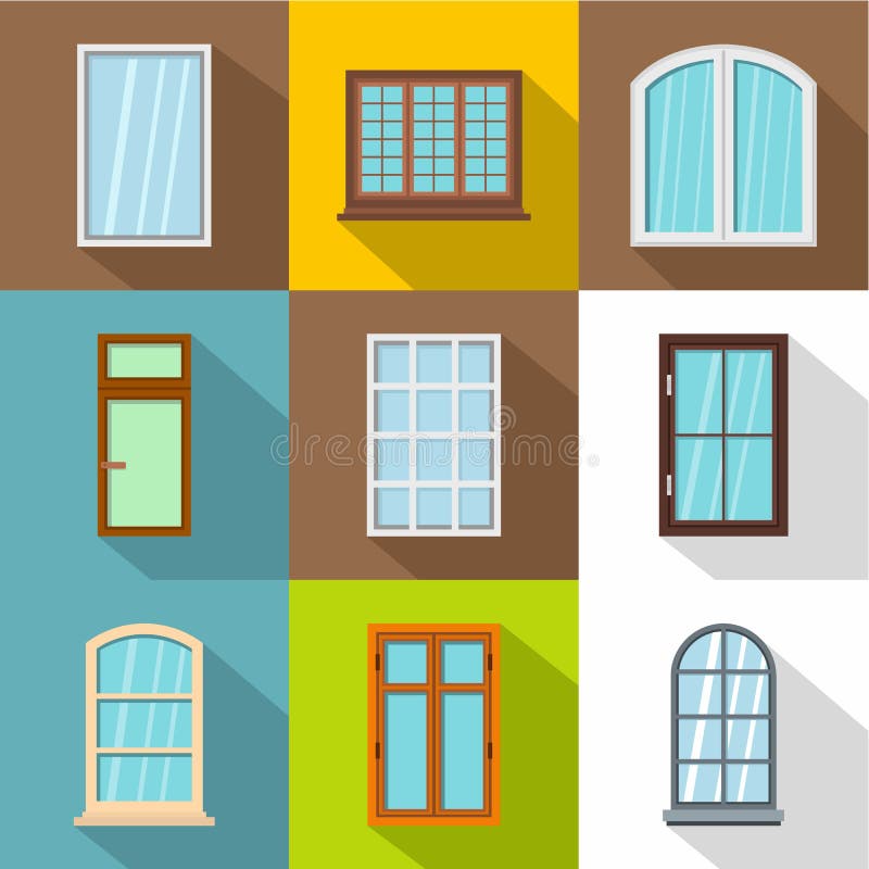 Retro Windows Icons Set, Flat Style Stock Vector - Illustration of arch ...