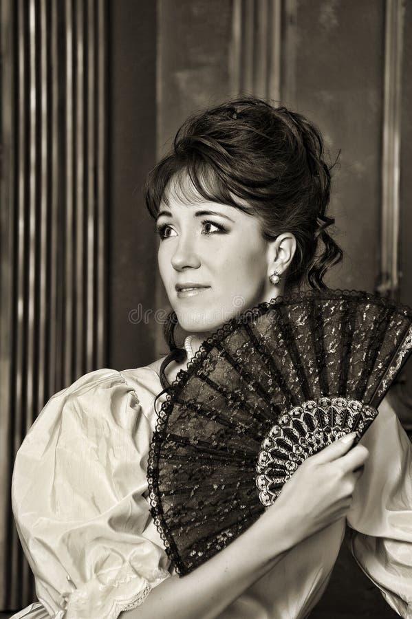 Retro woman with fan stock photo. Image of carnival, masquerade - 23648632