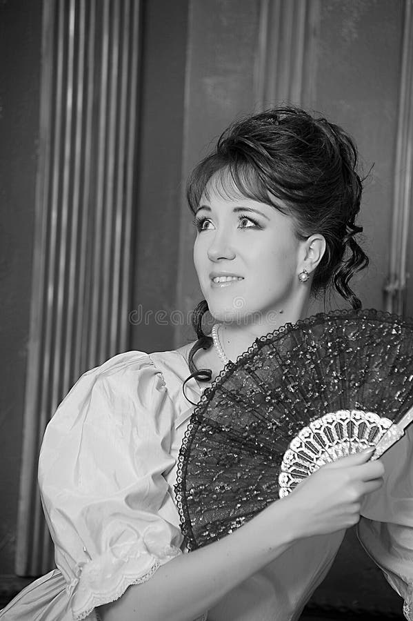 Retro woman with fan stock photo. Image of fashion, makeup - 23648650